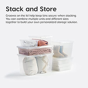 IRIS USA 15 Qt Clear Storage Box, BPA-Free Plastic Stackable Bin with Lid, 4 Pack, Containers to Organize Shoes and Closet Shelves, Classroom Organization Teacher Tools, Game Storage