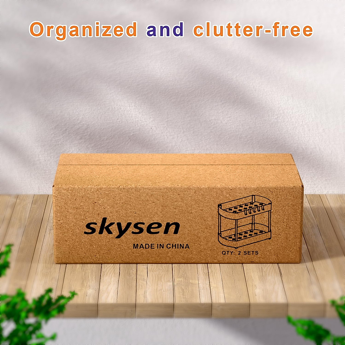 SKYSEN 2 Pack Under sink organizer, under kitchen/bathroom sink organizers and storage, under cabinet storage, Upgrade strengthening structures- Anti rust- 10 Hooks included- Black(uso-2)