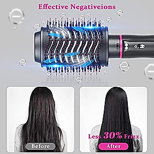 Hot Air Brush, 4 in 1 One Step Professional Hair Dryer Brush for Curling Drying Straightening Combing, [Ceramic Coating][Negative Ion] Volumizer Hair Dryer Brush