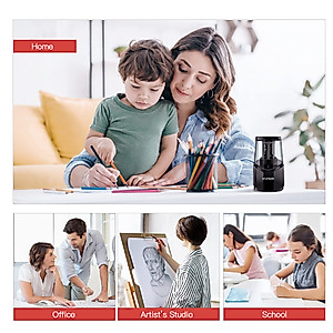 TRUNIUM Electric Pencil Sharpener, Pencil Sharpener for 6-8mm Colored/WoodenPencils, Auto Stop, Fast&Super Sharp, Electric Pencil Sharpeners USB Operated in No.2/Office/Studio/Home/Classroom(Black)