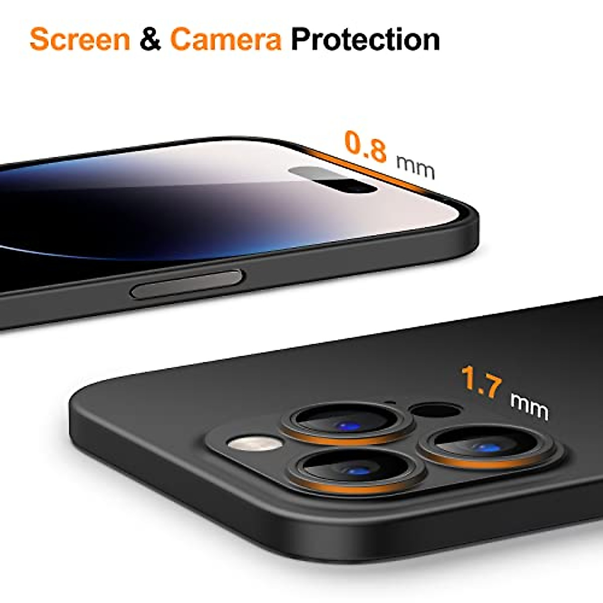 JETech Ultra Slim (0.35mm Thin) Case for iPhone 14 Pro 6.1-Inch, Camera Lens Cover Full Protection, Lightweight Matte Finish PP Hard Minimalist Case, Support Wireless Charging (Black)