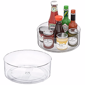 2 Pcs 9 Inch Round Lazy Susans - G.a HOMEFAVOR Clear Rotating Turntable 360° Organization & Storage Container Bins for Cabinet, Fridge, Countertop, Kitchen - Spinning Organizer for Spices, Condiments