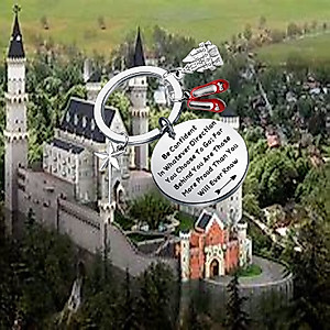 LQRI Wizard Oz Shoe Keychain Dorothy Ruby Gifts Be Confident in Whatever Direction You Choose to Go Ruby Red Slippers Keychain Inspirational Gifts for Her (silver)