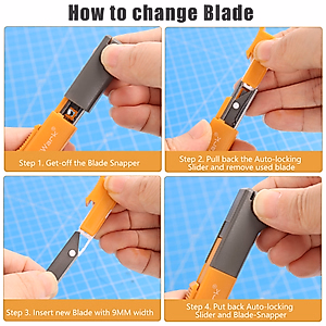 Mulwark 11PC Box Cutter Retractable Utility Knife Set - Heavy Duty Craft Knife with 10PC Sharp Snap-off 9MM 30 Degree Blades for Precision Cutting