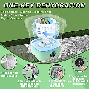 MINI Washing Machine, 11L Portable Foldable Washer with Dryer for Baby Clothes, Small Washing Machine with Laundry Basket for Underwears, Baby Clothes, Socks, Pet Garments, Small Items, Green