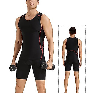 Roxdme 5 Pack Men's Athletic Compression Shirts Sleeveless Tank Top Running Basketball Workout Base Layer