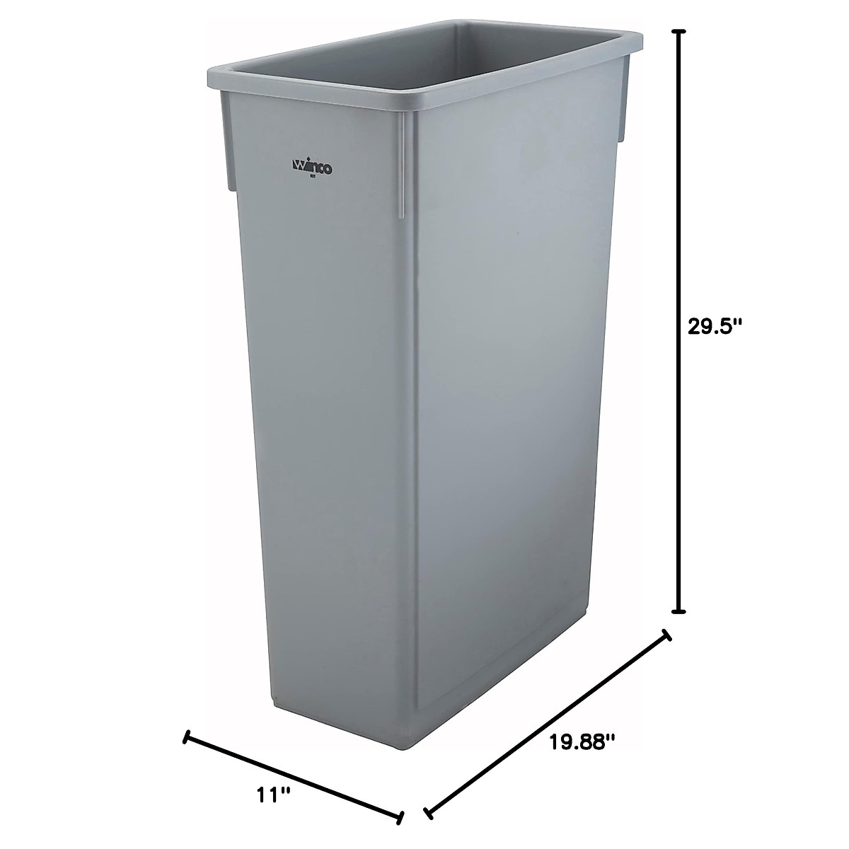 Winco PTC-23SG Slender Trash Can, 23-Gallon, Gray,Medium