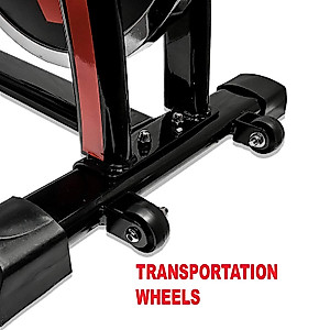 FRP Indoor Stationary Bike with 22 LB Flywheel, Exercise Bike Stationary for Home Gym with Digital Monitor, 285 LB Max RED