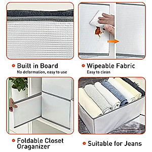 Wardrobe Clothes Organizer, NEW Sturdy Clothes Organizer for Folded Clothes, 6-Grid Collapsible Storage Bins Cubes Organizers, with Waterproof Fabric, Suitable for Closet/Wardrobe/Drawer