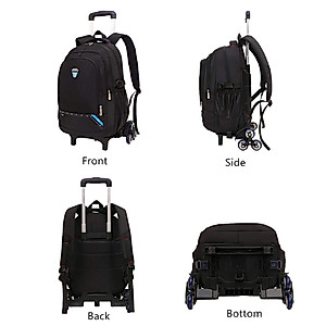 LANSHIYA Solid Color Rolling Backpack for Kids Teen Laptop Bag With Wheels Boys Travel Bag School Bag