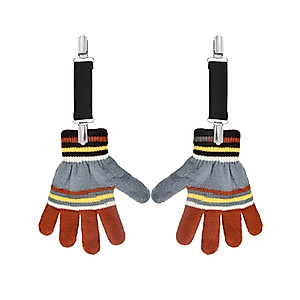 CHENGU 4 Pieces Strong Stainless Steel Mitten Clips Elastic Gloves Caps Clips for Baby and Kids, Black, 13.5 cm/ 5.3 inches