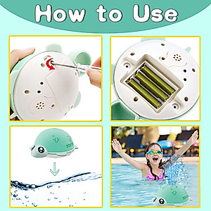 ULEEN Baby Bath Toys, Automatic Spray Water Bath Toys, Light Up Bath Toys for Toddlers Kids, Sprinkler Tortoise Bathtub Toys, Pool Bathroom Toy for Baby (Tortoise)