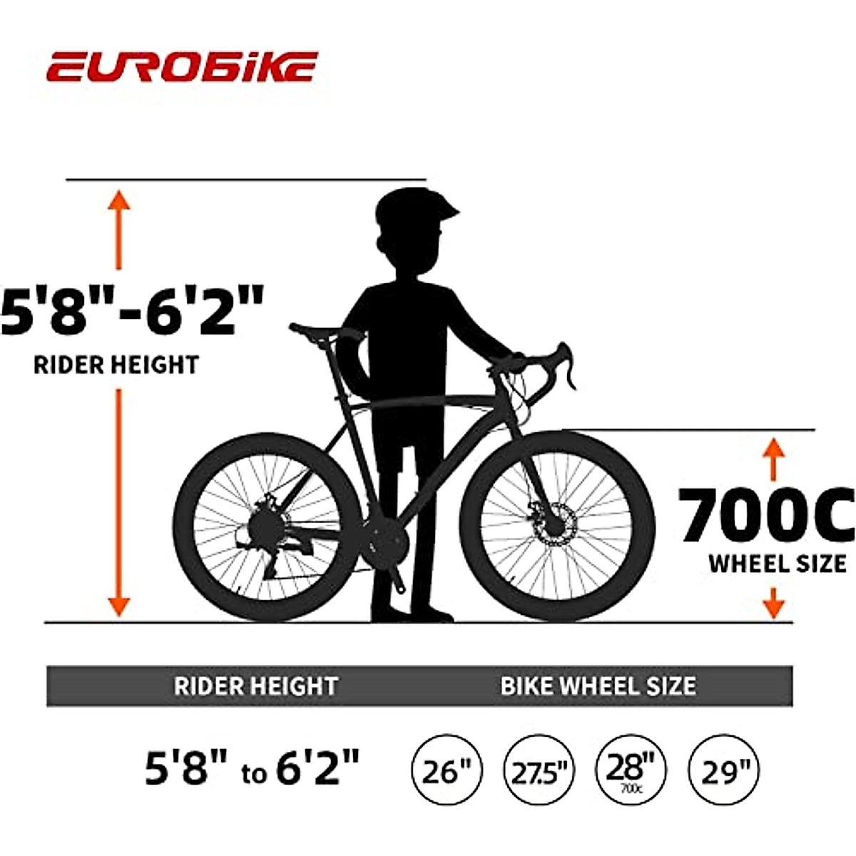 EUROBIKE Road Bike,49CM/54Cm Mens/Womens 700C City Bicycle,21 Speed (49CM Frame Wheel 30)
