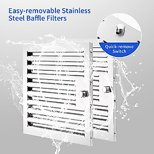 JOEAONZ 30 Inch Island Range Hood Black 700CFM, Gesture & Touch Panel Ceiling Mount Vent Hood, Stainless Steel Kitchen Exhaust Fan Convertible, Tempered Glass, LED lights, Permanent Baffle Filters