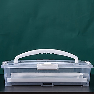 FEOOWV Plastic Cake and Cupcake Carrier Holder, Large Portable Storage Container for Storing 12 Cupcakes or 1 Large Cake, White