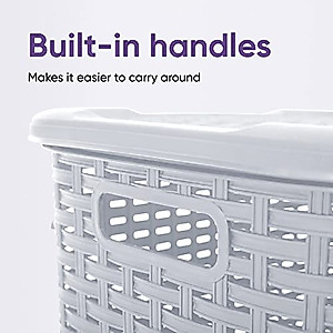 Superio Slim Deluxe Laundry Hamper Wicker, 60 Liter Ivory, Beige