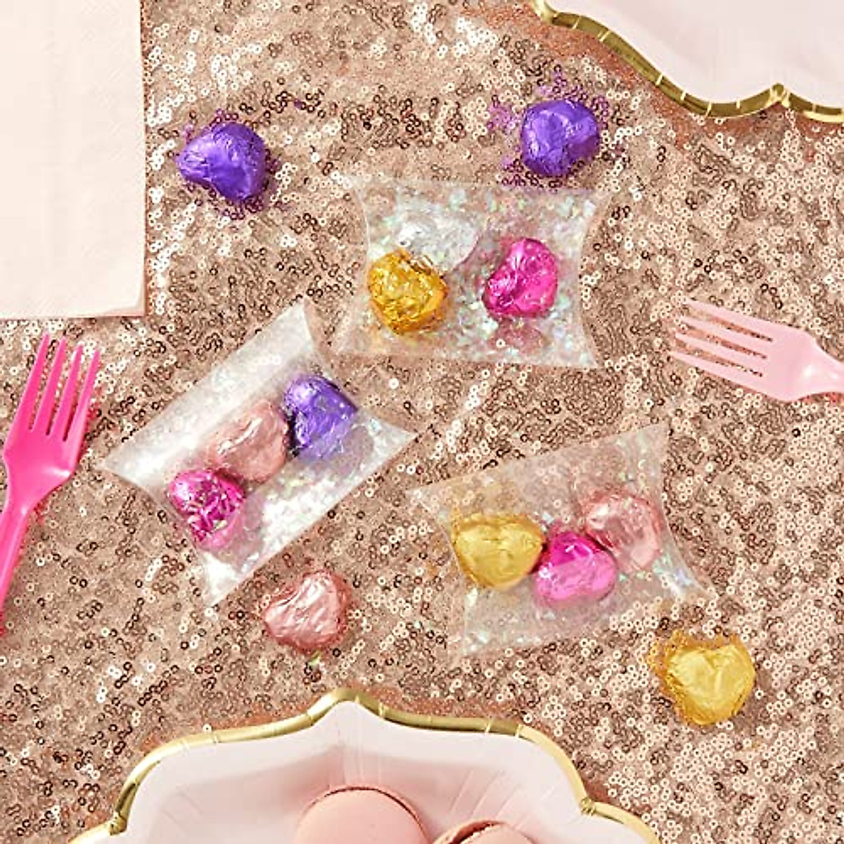 Stockroom Plus Small Clear Plastic Pillow Boxes for Candy, Party Favors (2.75" x 2.5", 100 Pack)