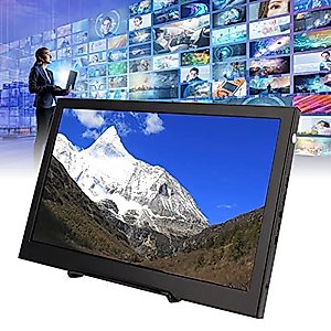 Akozon Capacitive Touch Screen, 13.3in Capacitive Touch Monitor Support HD Multimedia VGA Input Interface Portable HD Color Screen Display with Speaker 100‑240V(US Plug)