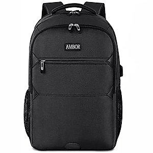AMBOR Backpack for Men, TSA Laptop Backpack College School Backpack with USB Port fit 15.6 Inch Laptop, Work Backpack for Men Women Teacher Nurse Student Gifts, Black