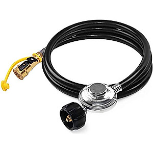 DOZYANT 6 Feet Quick Connect Propane Hose with Regulator Replacement for Olympian 5100, 5500 RV Grill Parts and Other Low Pressure LP Gas Grill, Heater, 1/4" Female Quick Connect Adapter x Acme Nut