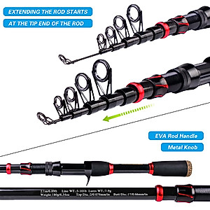 Fishing Rod and Reel Combo, 6.9ft Telescopic Spincast Rod with Left Handed Baitcasting Reel Combos, Sea Saltwater Freshwater Ice Bass Fishing Tackle Set Fishing Rods Kit