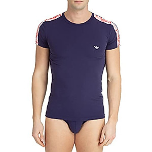 Emporio Armani Men's Textured Monogram Logo Band, Eclipse, Medium