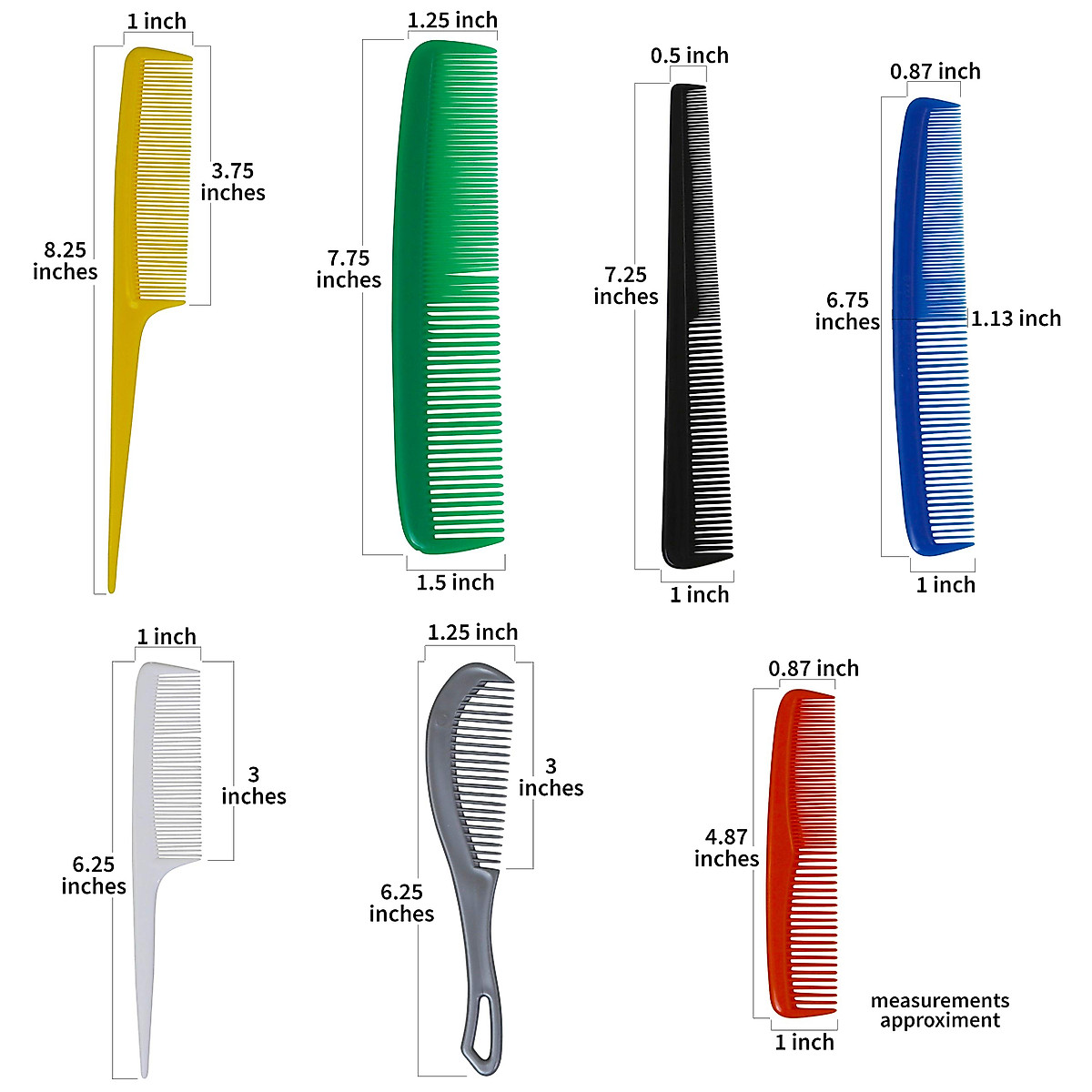 American Comb FreeStyle Unbreakable Multi-Size Combs, 45-Piece Bulk Pack