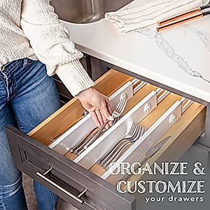 Adjustable Drawer Dividers - Lock in Place, Non-Slip, Expandable Separators, No Tools Required. Great Organizer for Closet, Dresser, Drawer, Office Desk and Kitchen Organization. (4-PACK)
