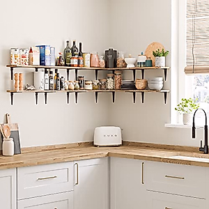 Wallniture Arras Floating Shelves for Wall Decor, 17"x 6" Bookshelf Living Room Decor, Kitchen Organization and Storage, Wall Shelves, Office Shelves Burnt Set of 10