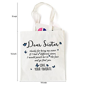 Fokongna Sister Gifts from Sisters Funny, Sister Gifts from Brother, Sister Birthday Gifts, Gift for Sister Soul Sister Gifts Big Little Girl Tote Bag-Thanks for My Sister