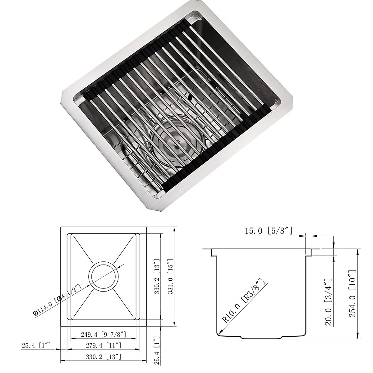 Stainless Steel Undermount Bar Sink Workstation-Bokaiya 13 Inch Undermount Wet Bar Sink 16 Gauge Single Bowl Small Bar Prep Sink with Cutting Board