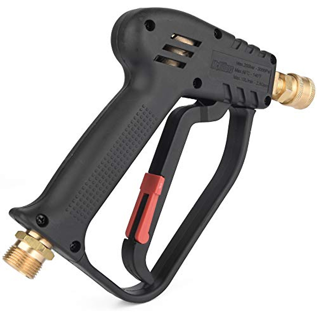 McKillans Short Pressure Washer Gun with Replacement M22 Inlet- High Pressure Water Handle with 1/4” Quick Connector Coupler - Power Washer Gun Compatible with Foam Cannon - Car Wash Foam Gun