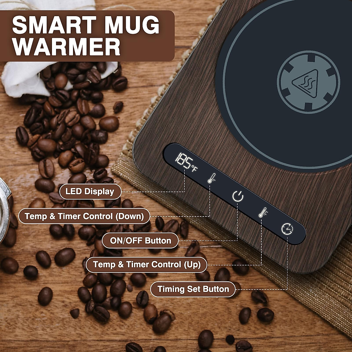 Mug Warmer Set - Coffee Mug Warmer for Desk with Temperature Display, 1-12Hour Auto Shut Off, Cup Warmer with Mug - Ideal Coffee Gifts for Heating Coffee, Beverages, Milk, Tea and Hot Chocolate
