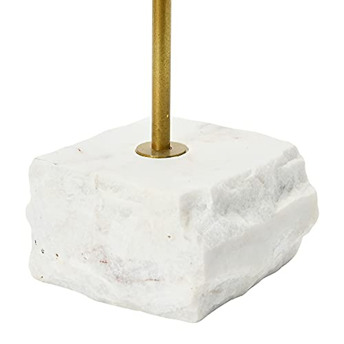 Main + Mesa Decorative Agate Slice Accent on Metal and Marble Stand, Marbled Orange