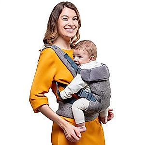 YOU+ME 4-in-1 Baby Carrier Newborn to Toddler - All Positions Baby Chest Carrier - Front and Back Carry Baby Carriers - Includes 2-in-1 Bandana Bib - Baby Holder Carrier for 8-32 lbs (Grey Mesh)