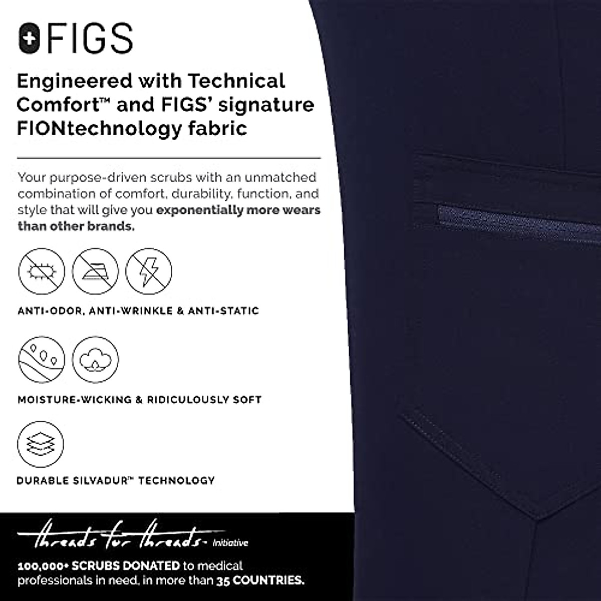 FIGS Zamora Jogger Maternity Scrub Pants for Women - Navy, Tall L