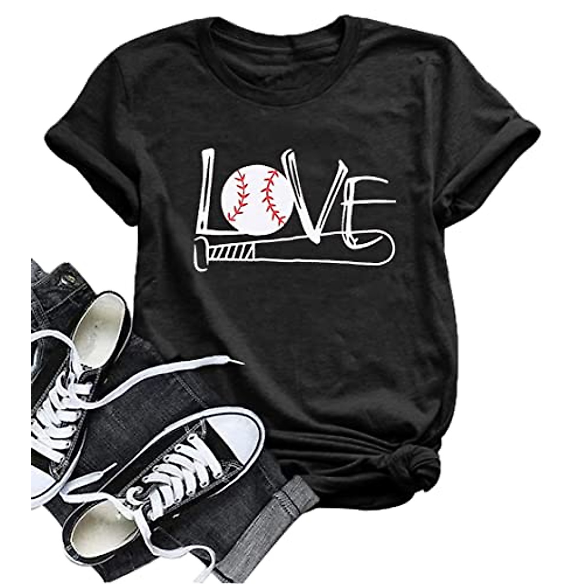 Baseball Shirt Women Baseball Love Graphic Tees Funny Baseball Mom T Shirt Game Day Short Sleeve Tops