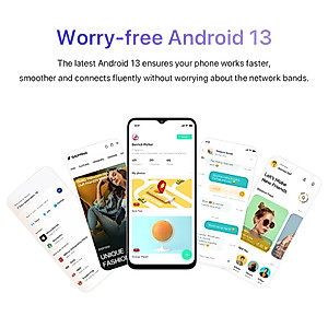 UMIDIGI Unlocked Cell Phone, G5A MTK Helio A22 4+4GB +64GB Android 13 Smartphone Unlocked with 6.52" Full Screen, 13MP+2MP+5MP AI Triple Camera, 5000mAh Battery Fast Charging Mobile Phones,White