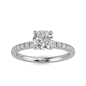 Beverly Hills Jewelers 1 Carat Round Brilliant Cut Lab Grown Diamond Engagement Ring in 14k White Gold D-E Color, cttw Size 7 Made in USA