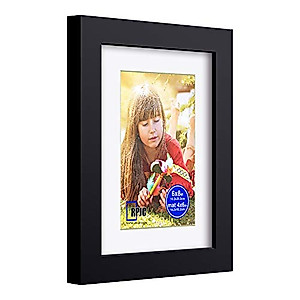 RPJC 6x8 inch Picture Frame Made of Solid Wood and High Definition Glass Display Pictures 4x6 with Mat or 6x8 Without Mat for Wall Mounting Photo Frame Black