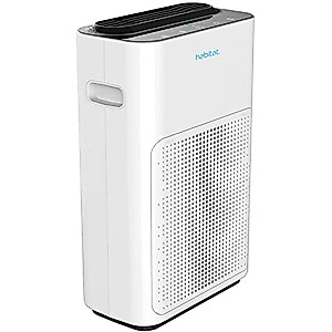 Habitat Medium Room Air Purifier with HEPA 13 Activated Carbon Filtration System, Real-Time Air Quality Monitor and Alert, Whisper Quiet Fan with Three Speeds, Filter Replacement Reminder, White