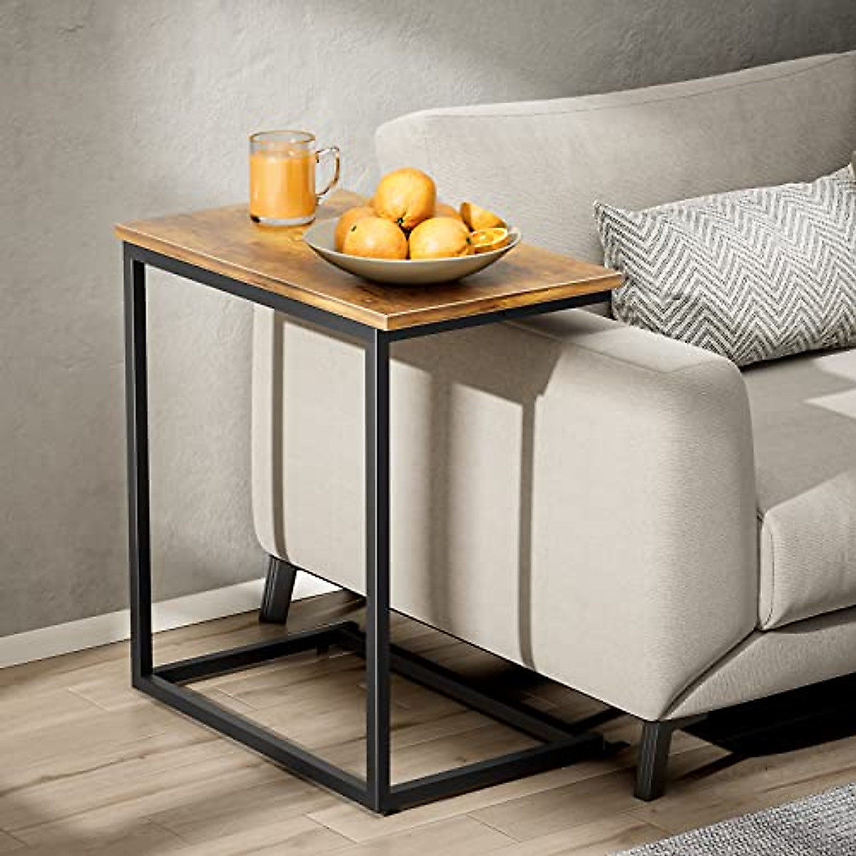 Pipishell C Shaped End Table 27 inches High, Side Table for Couch Slide Under, C Table Sofa Side End Table for Living Room PIET06