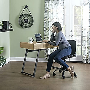 Calico Designs Rockdale Modern Office Writing Laptop Desk with Multiple Storage Compartments, Cord Management and Charging Station, Black/Honey Maple