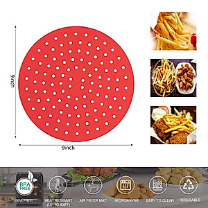 Goneby Reusable Silicone Air Fryer Liners 2 Pack with Air Fryer Magnetic Cheat Sheet, Easy Clean Air Fryer Accessories, Non Stick, AirFryer Accessory Parchment Paper Replacement, 9 Inch