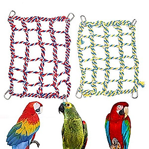 Petmolico Pet Climbing Rope Net, Rat Hamster Bird Ferret Hanging Hammock Cotton Climbing Rope Ladder Small Animal Activity Toy, 2 Pack, Red + Yellow