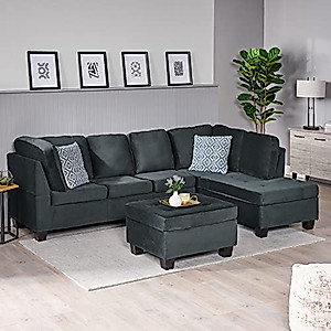 Christopher Knight Home Canterbury Fabric Sectional Set, Charcoal