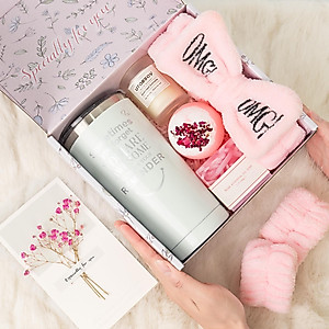 UTOBSOV Get Well Soon Gifts for Women, Christmas Gift Baskets Relaxation Gifts for Friends Cowoker Mom Care Package for Her Who Recover After Surgery, Pink Birthday Gifts Feel Better Gifts