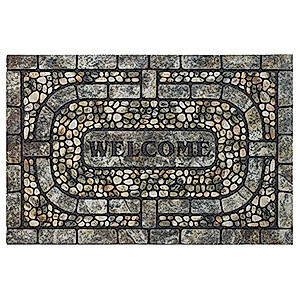 Mohawk Home Recycled Rubber Door Mat, Welcome Garden Pebbles Gray (23" x 35")