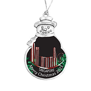 Singapore Skyline Merry Christmas Ornament Gift Choose Snowman Snowflake Bulb (Snowman)