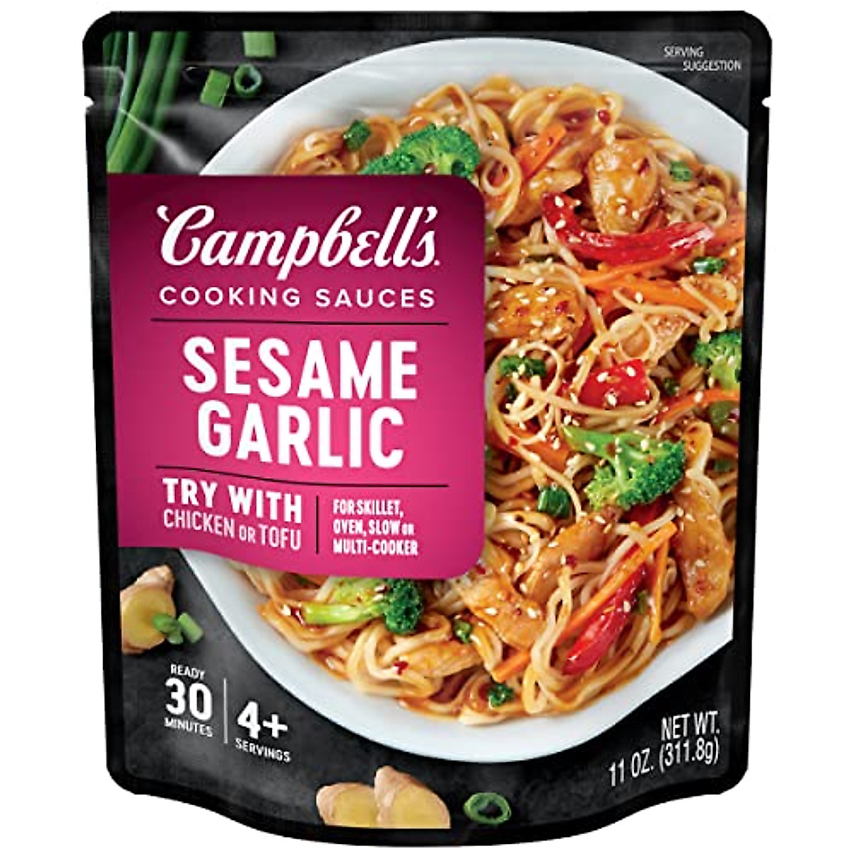Campbell's Cooking Sauces, Sesame Garlic, 11 Oz Pouch (Case of 6)